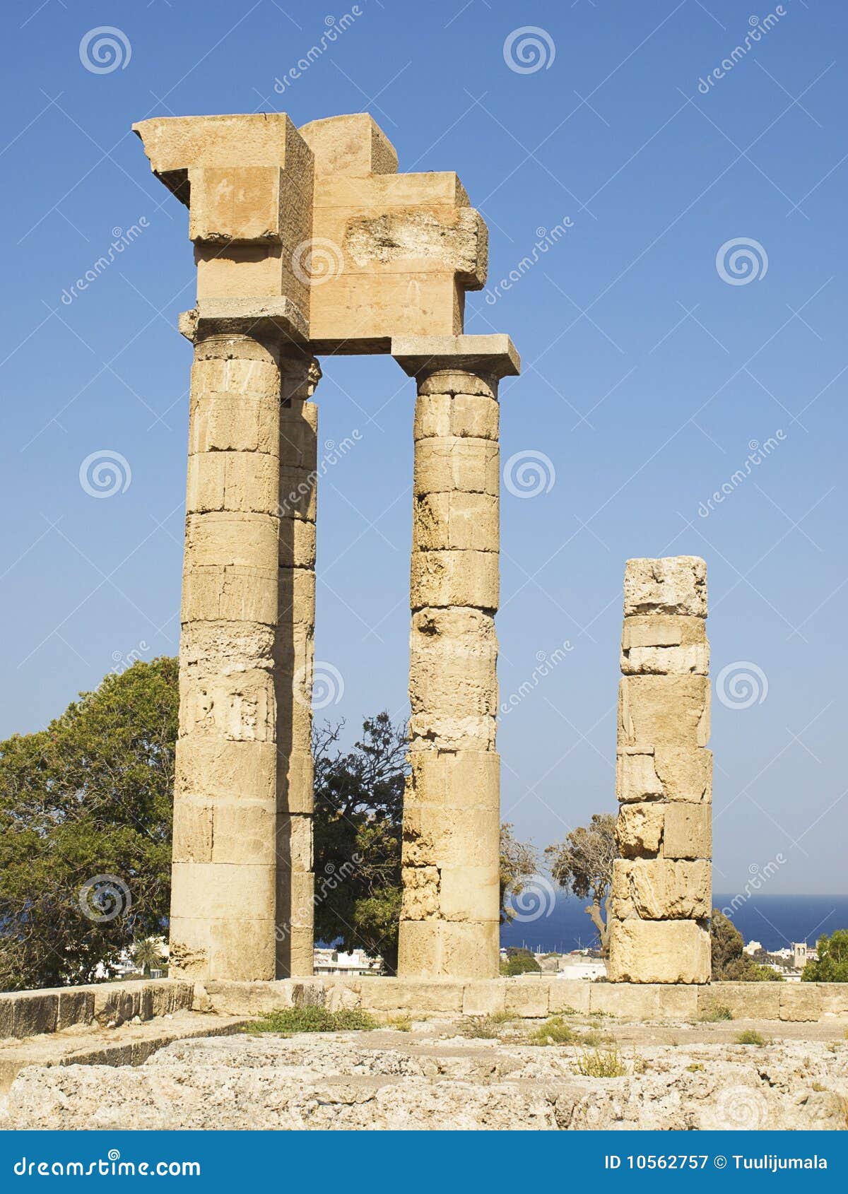 Temple of Apollonas at Rhodes Stock Image - Image of blue, remains ...