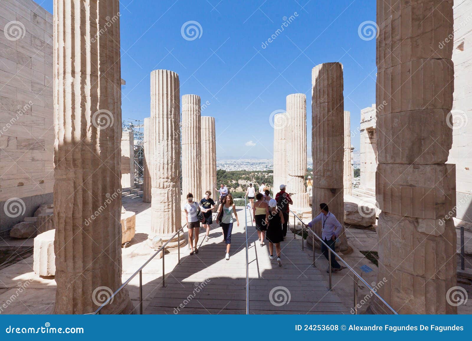 Set Of Columns Of The Acropolis Of Athens Seen From Its Bottom ...