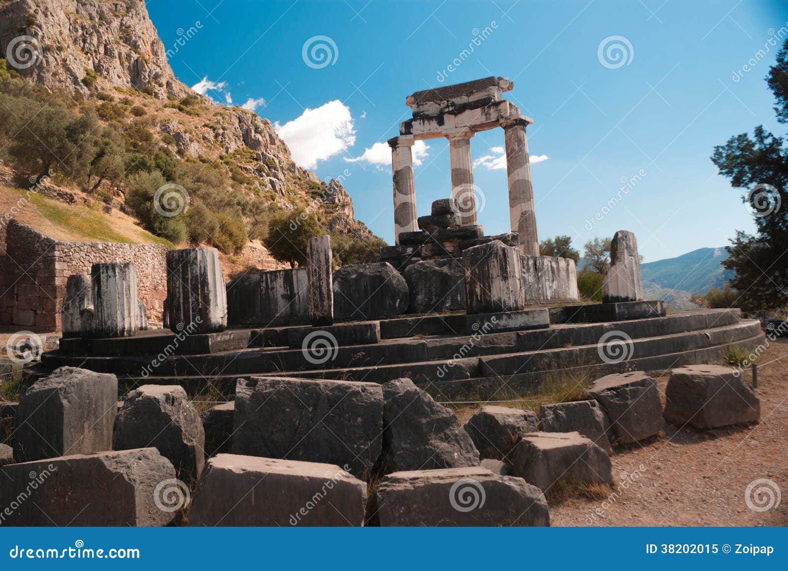 Temple of Athena Pronoia at Delphi Oracle Archaeological Site Stock ...