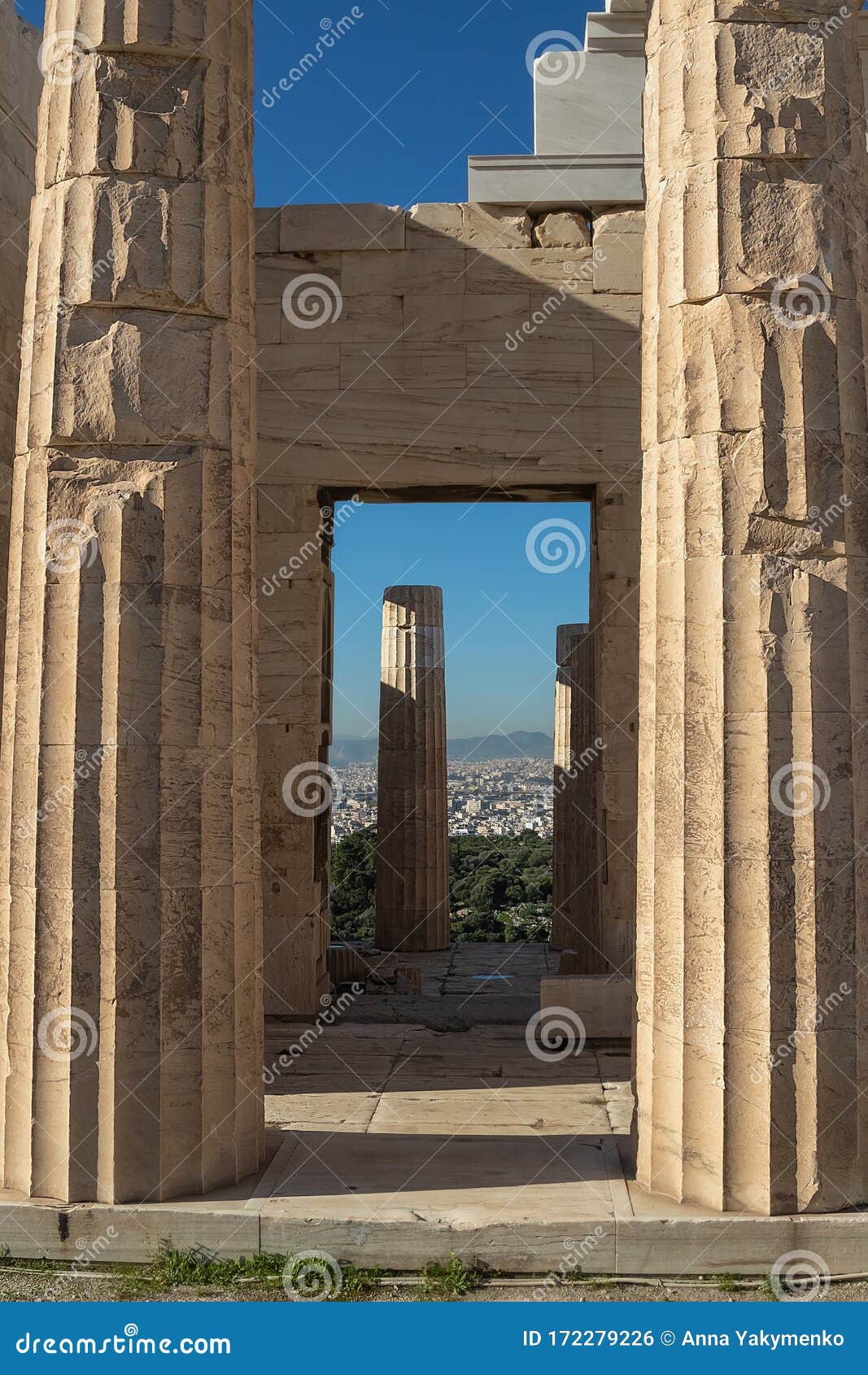 Temple of Athena from Propylaea in the Acropolis, View of the Columns ...