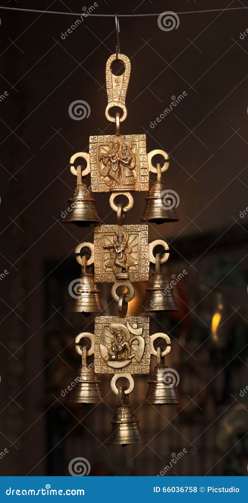Temple Bells Hanged At Golden Mount Temple Stock Photo | CartoonDealer ...