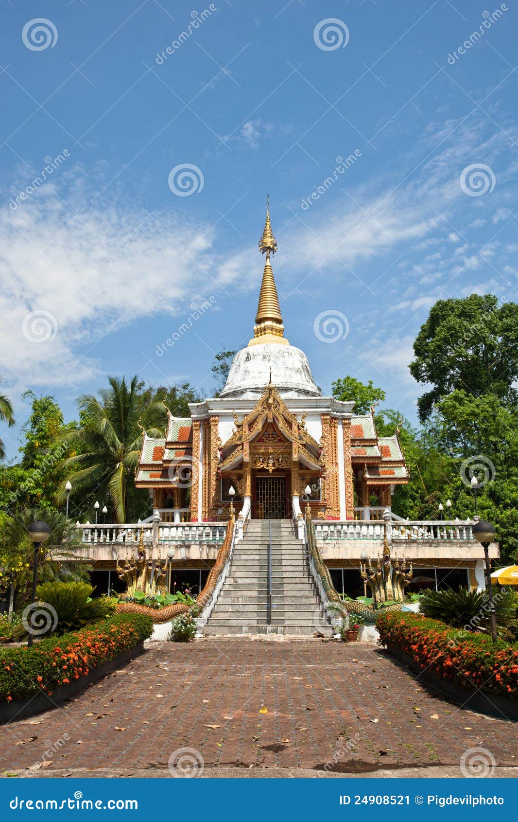 Temple on Blue Sky Background Stock Image - Image of architecture ...