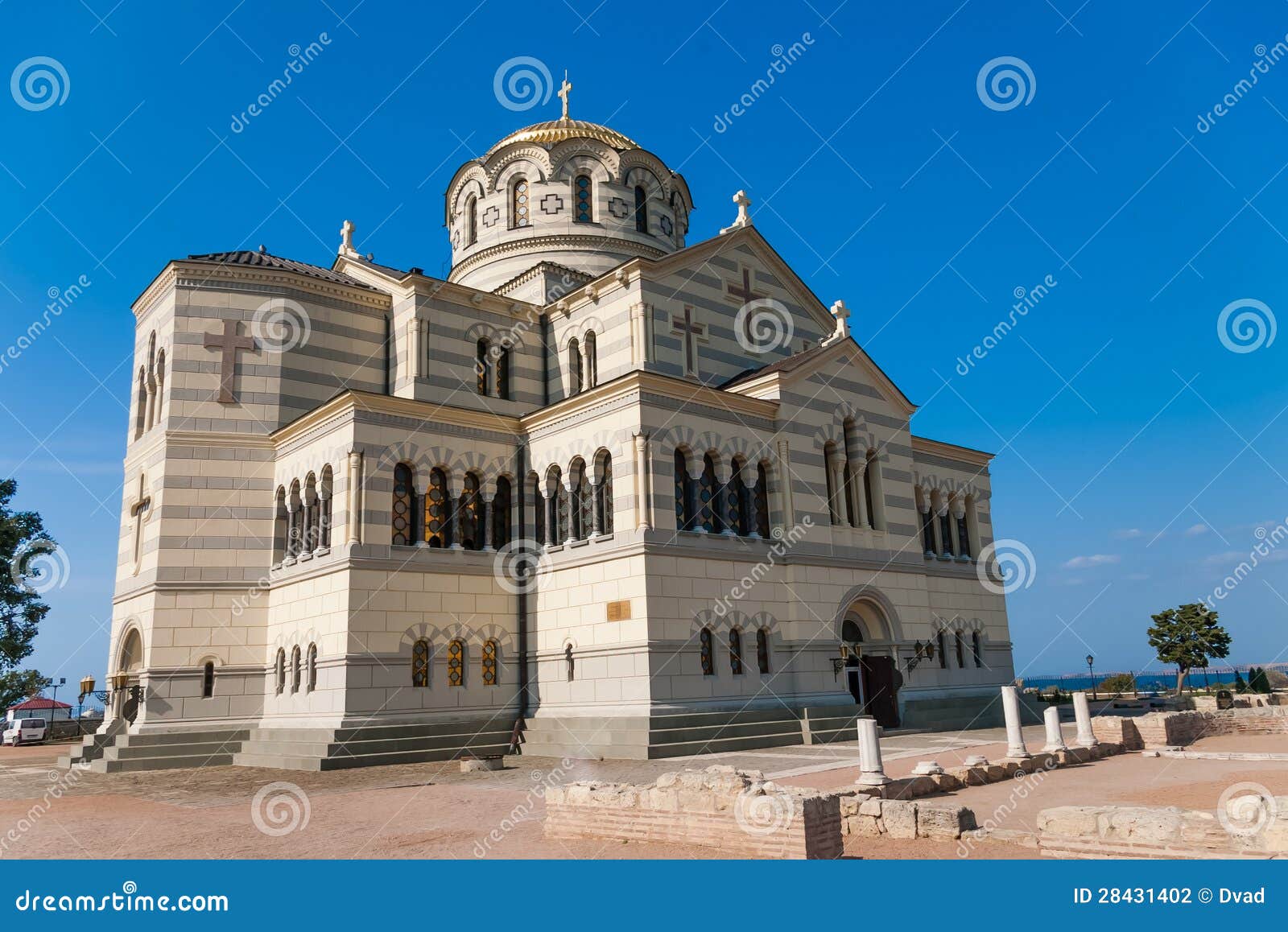 Temple on the Blue Sky in Khersones Stock Photo - Image of weather ...