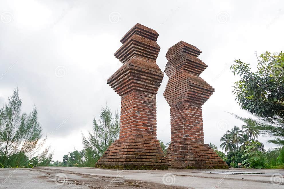 Temple Building Made of Red Bricks with a Pond Background Stock Image ...