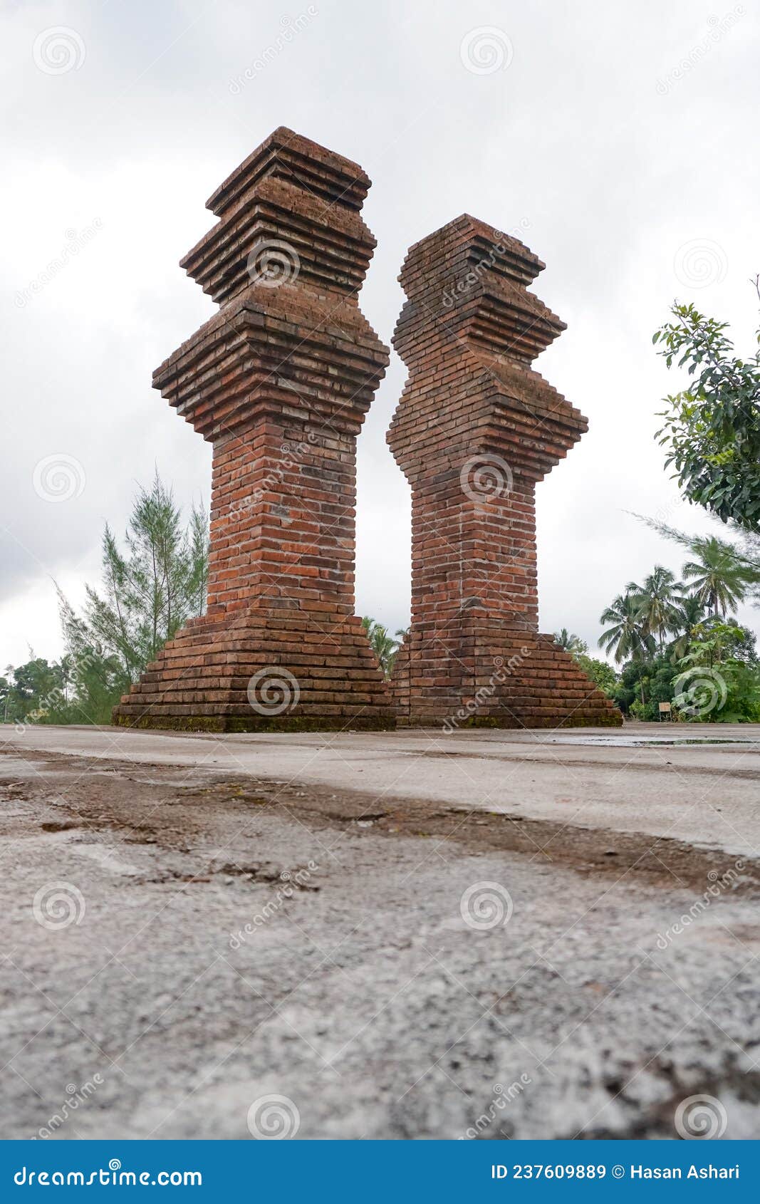 Temple Building Made of Red Bricks with a Pond Background Stock Image ...
