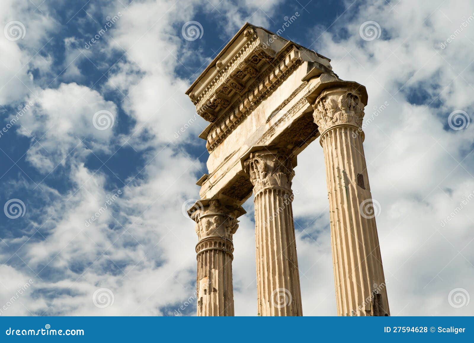 Temple of Castor & Pollux at Roman Forum, Rome Stock Photo - Image of ...