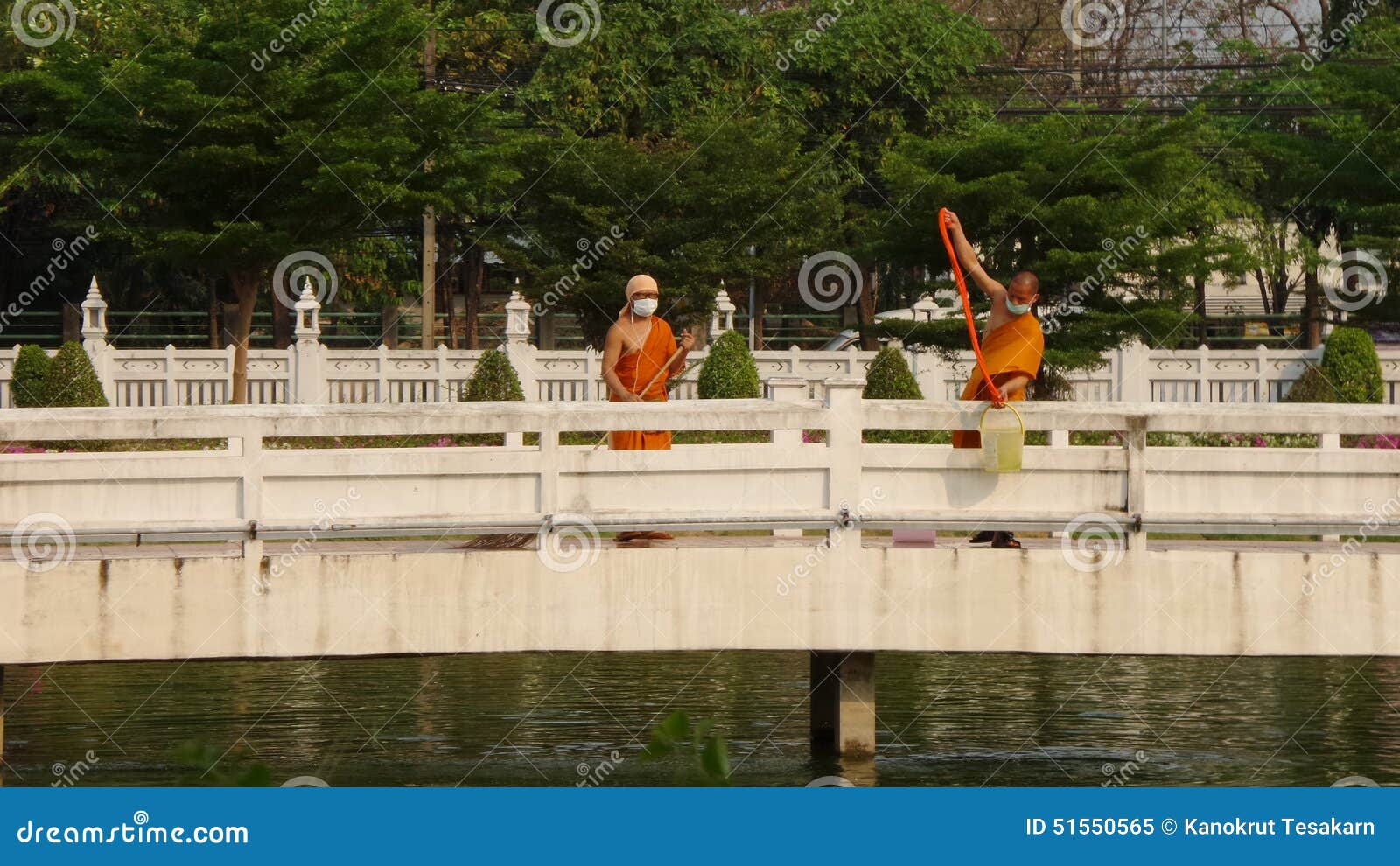 Temple cleaning activity editorial image. Image of monks - 51550565