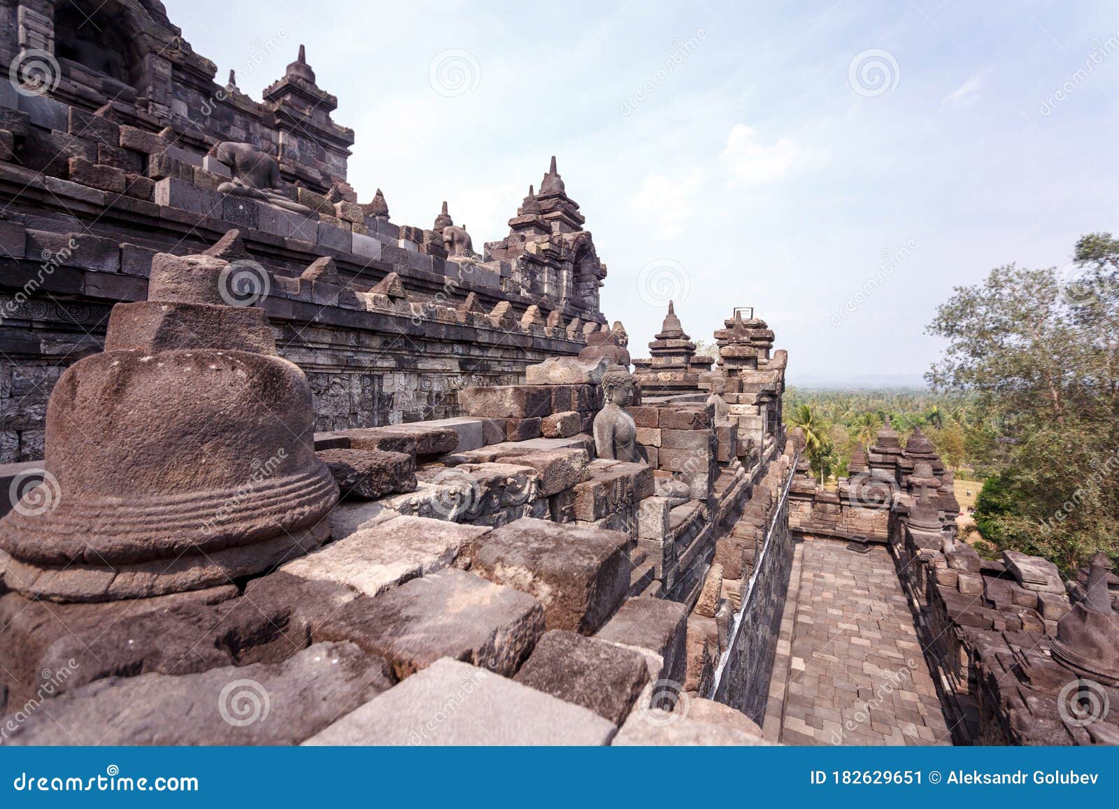 Temple Complex of Borobudur on Java Stock Image - Image of java, elder ...