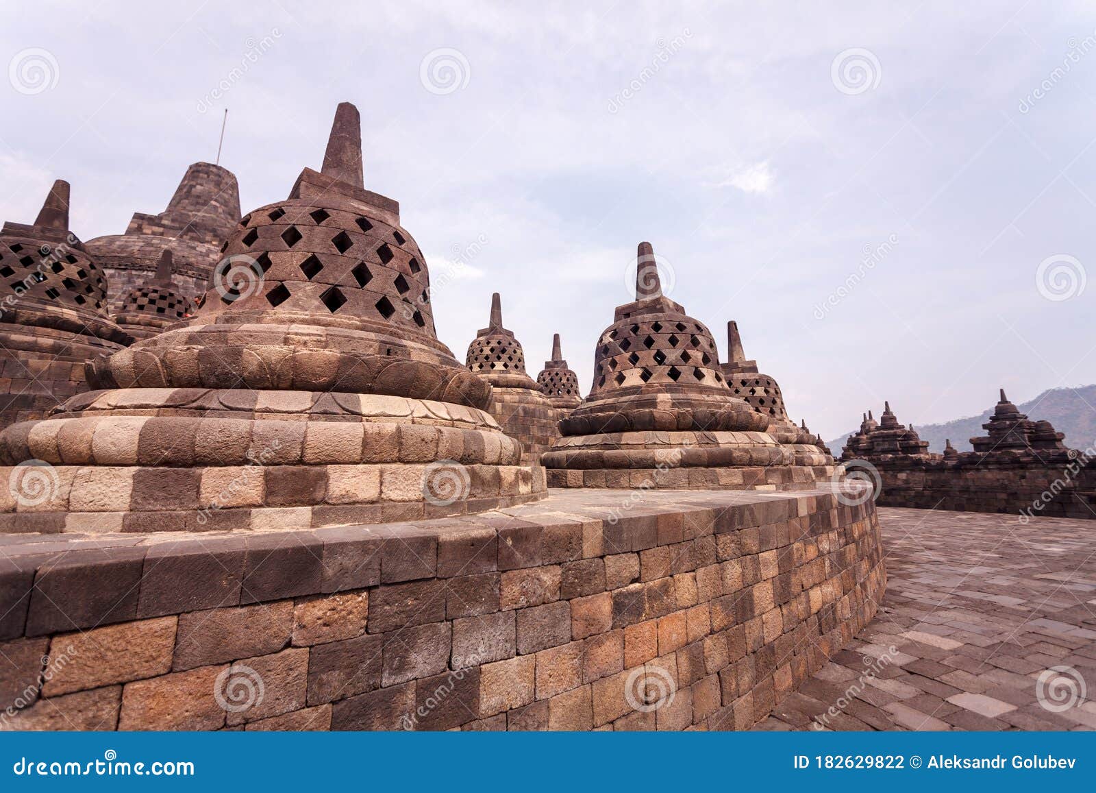 Temple Complex of Borobudur on Java Stock Photo - Image of cult ...