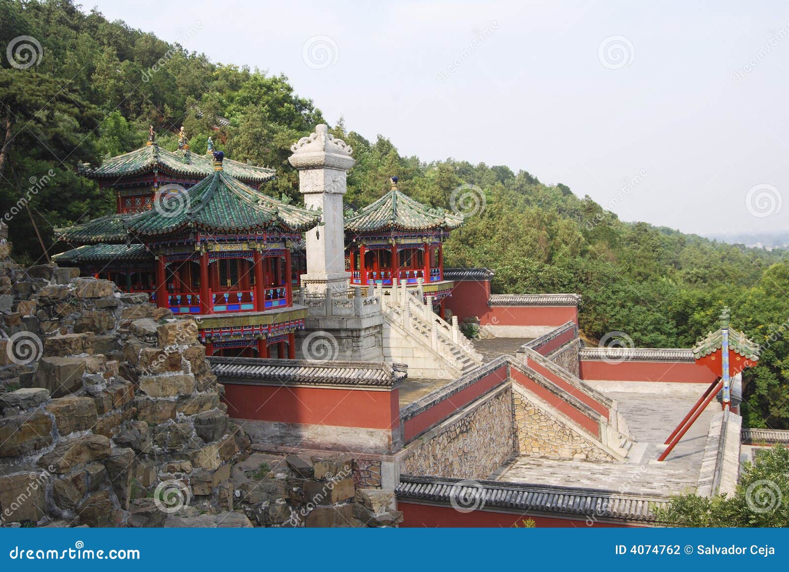 Temple complex, China stock photo. Image of tower, wall - 4074762
