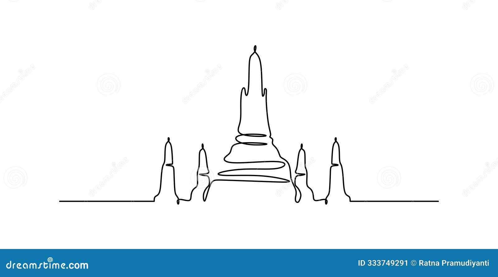 Temple Continuous Line Drawing. Building and Architecture. Vector ...