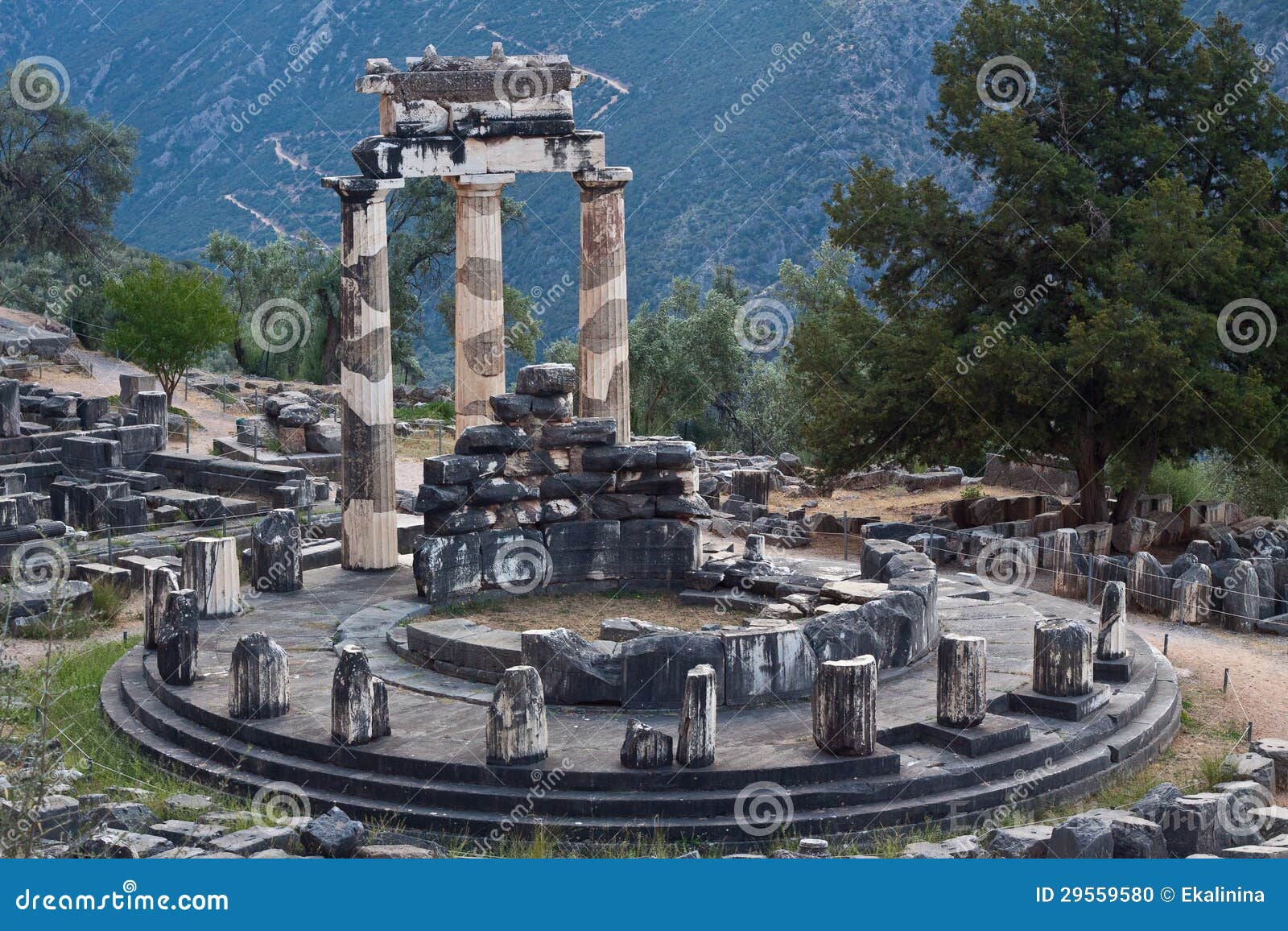 Temple in Delphi stock photo. Image of classic, mountains - 29559580