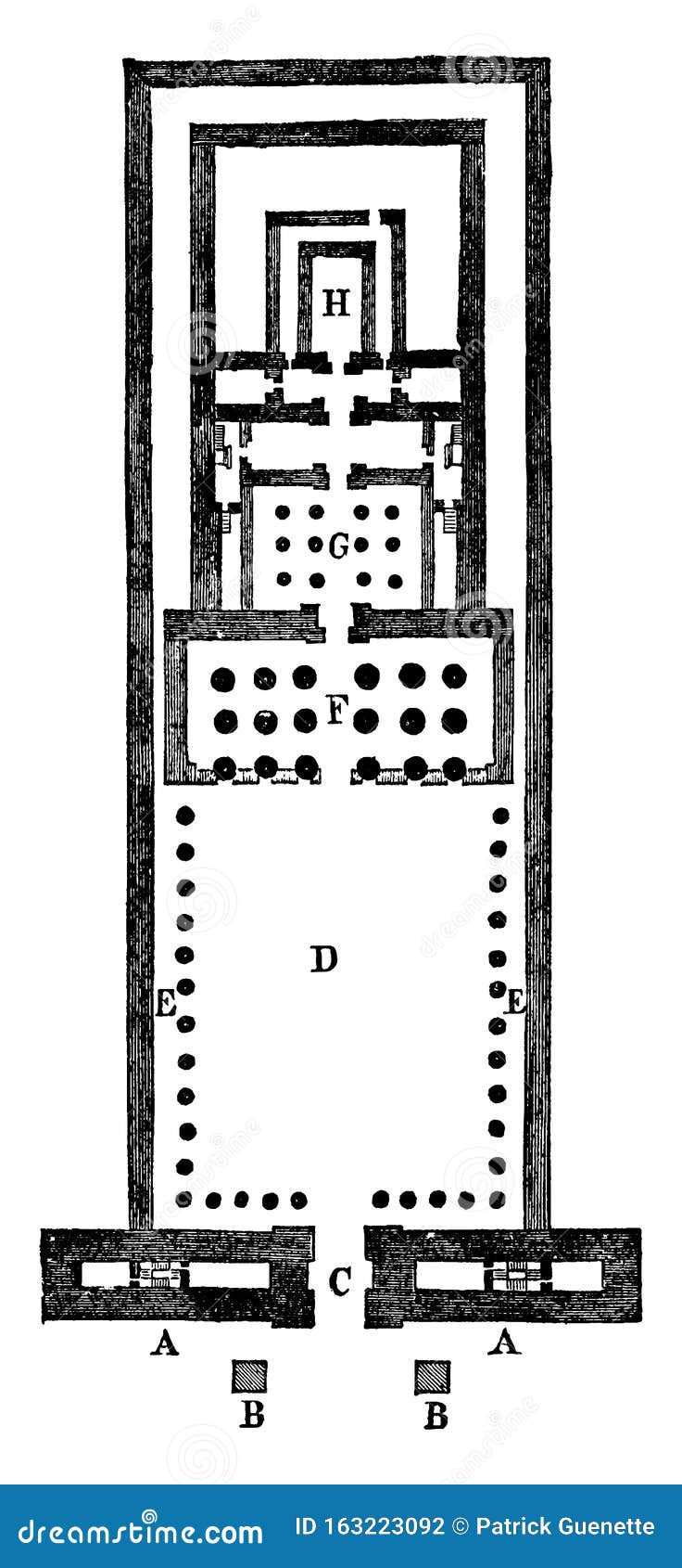 Temple of Edfu, Vintage Engraving Stock Vector - Illustration of ...