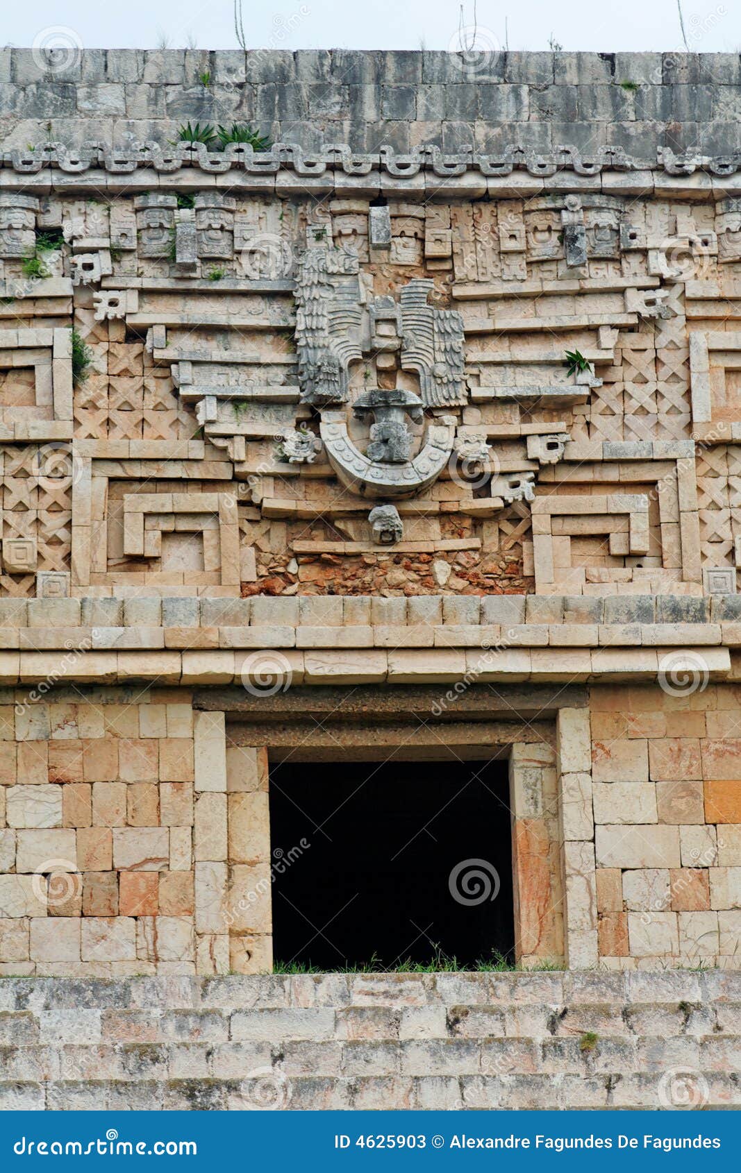 Temple Facade in Uxmal Yucatan Mexico Stock Image - Image of maya ...
