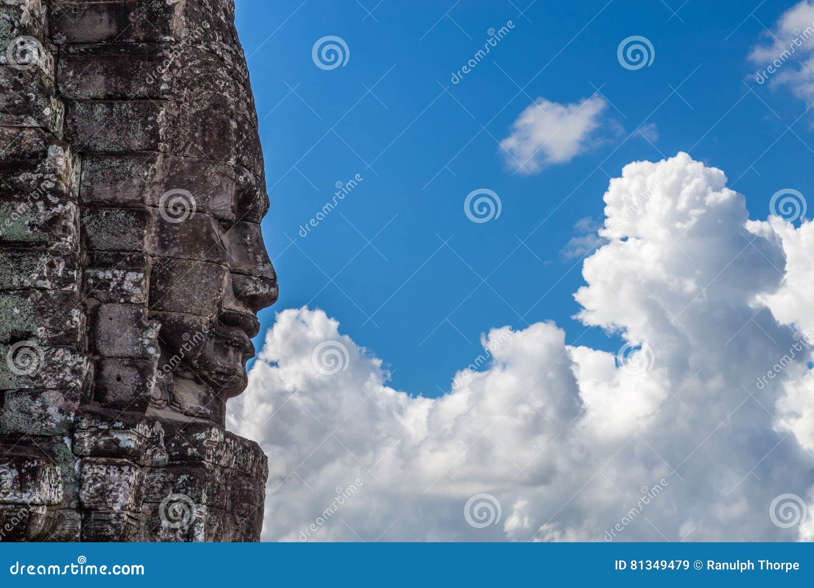 Temple Face Staring into the Clouds Stock Image - Image of clouds ...