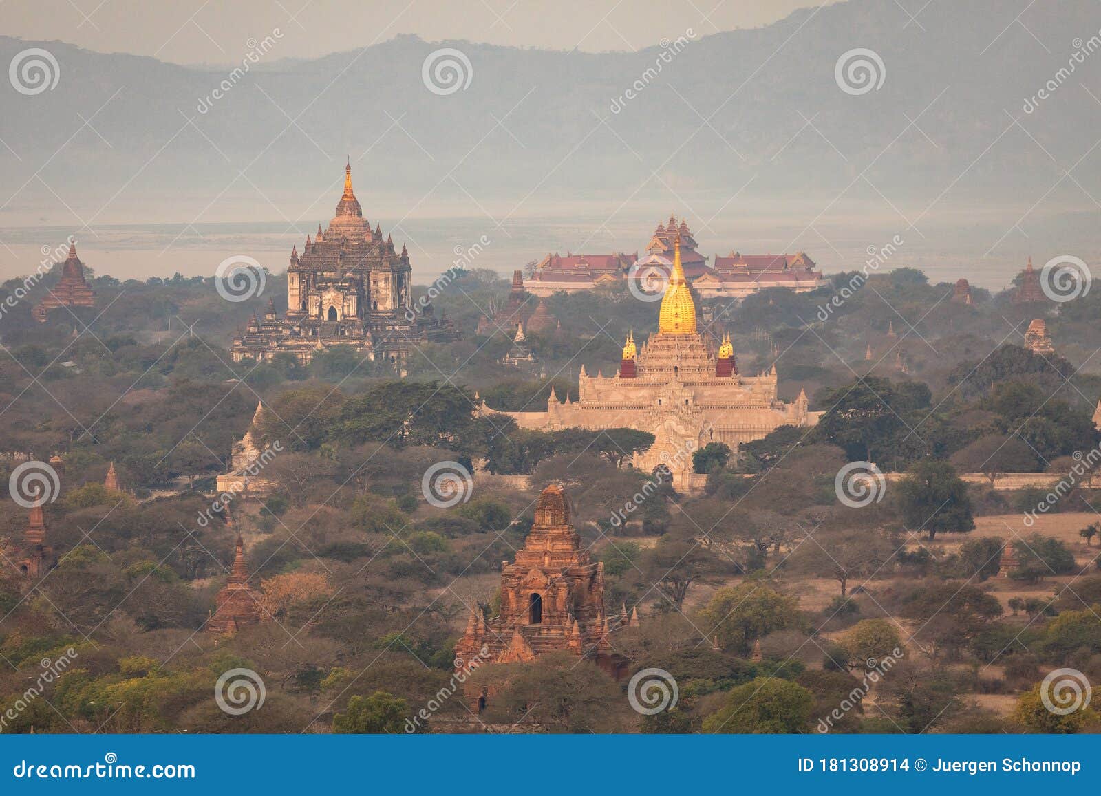 Temple Field of Bagan at Sunrise Stock Photo - Image of field, temple ...