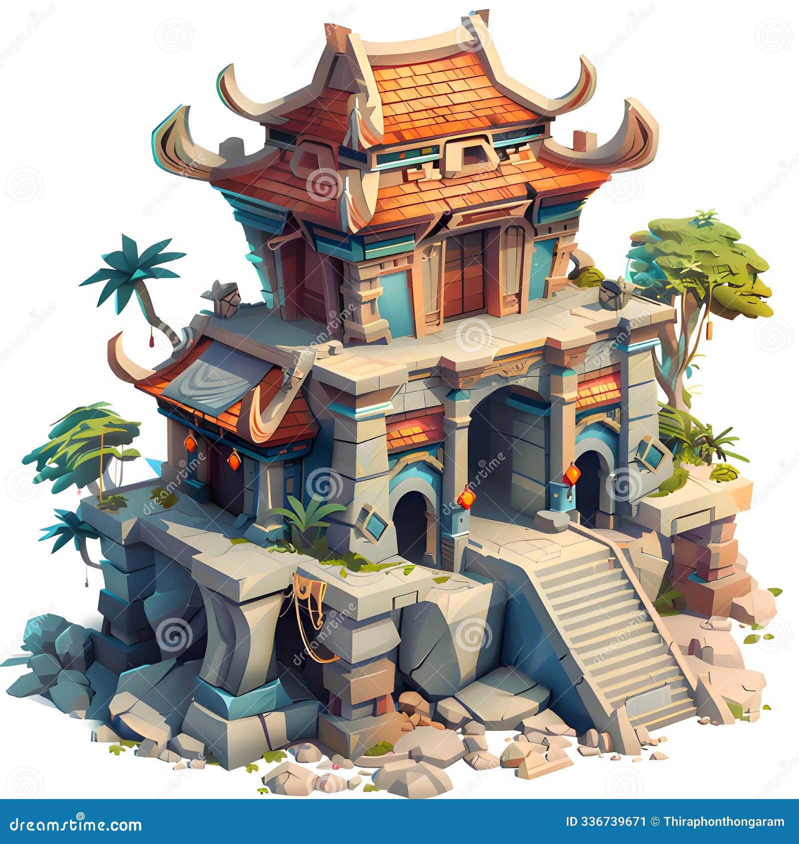 Temple for game fantasy stock illustration. Illustration of game ...