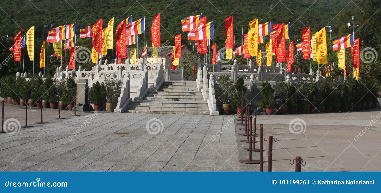Temple Gate with Prayer Flags Editorial Photo - Image of decorated ...