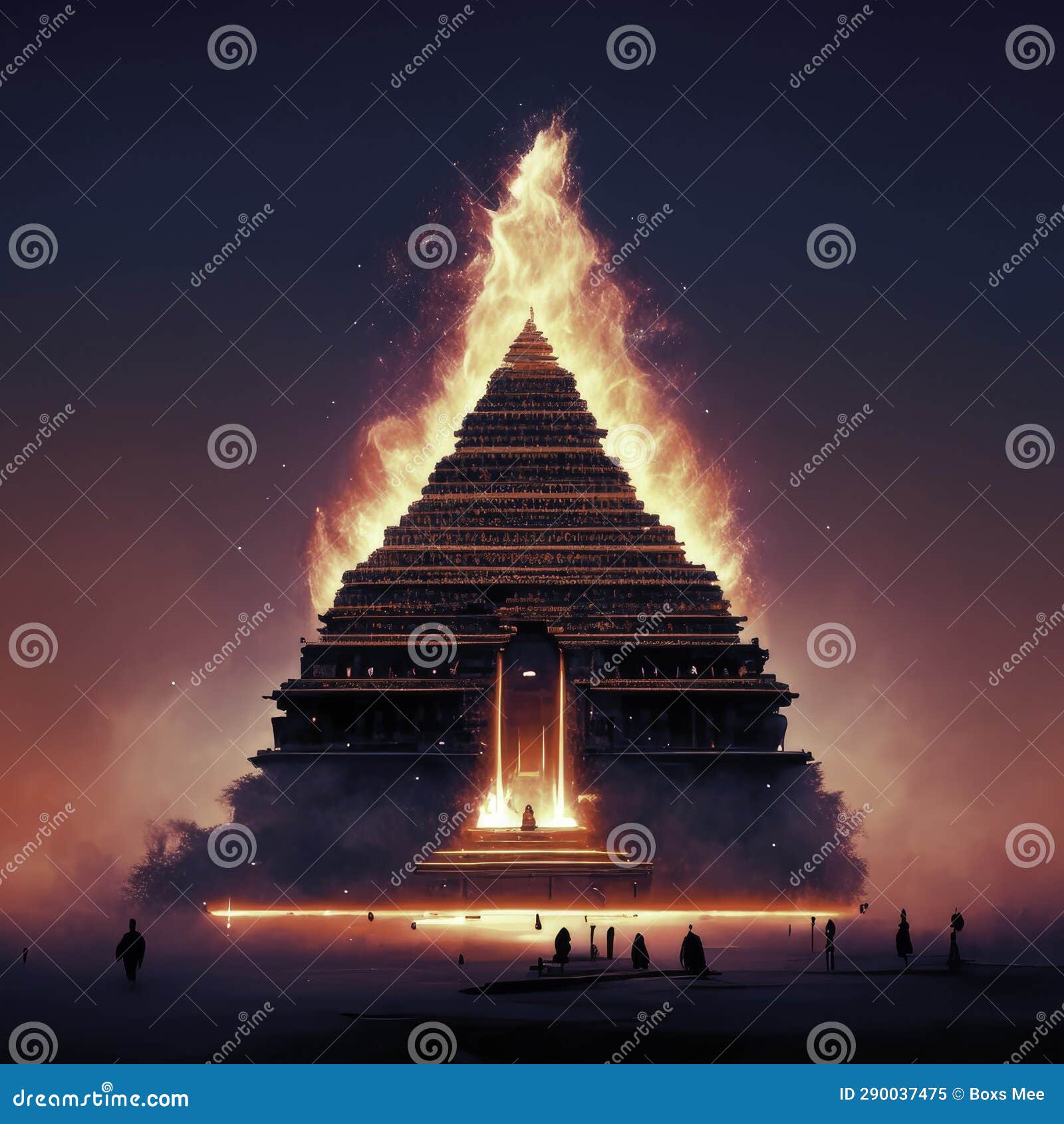 Temple of the Gods in the Night. 3D Rendering Stock Illustration ...