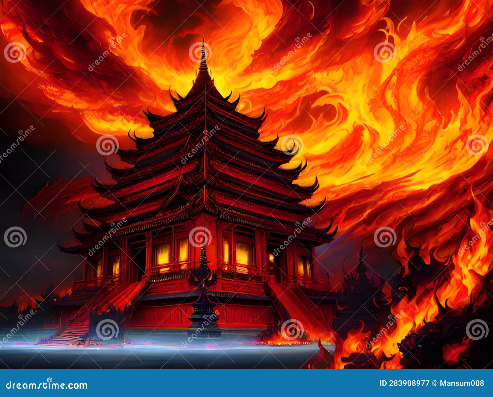The Temple of Heaven, Hell, AI Generated Stock Illustration ...