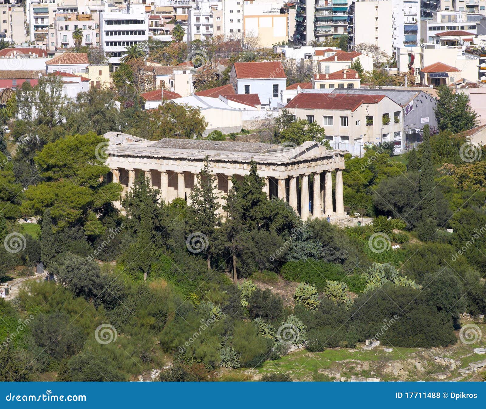 Temple of Hephaestus, View from Acropolis Stock Photo - Image of ...