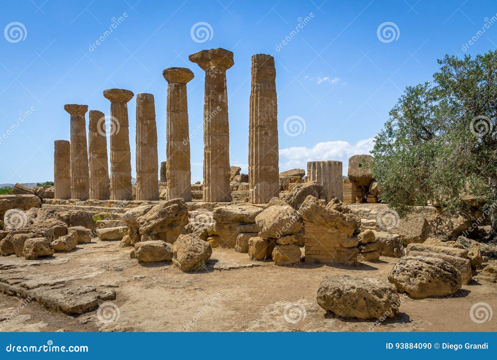 Temple of Heracles Dorian Columns in the Valley of Temples - Agrigento ...