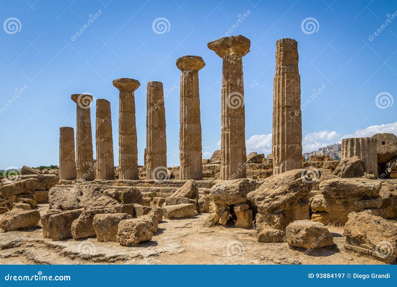 Temple of Heracles Dorian Columns in the Valley of Temples - Agrigento ...