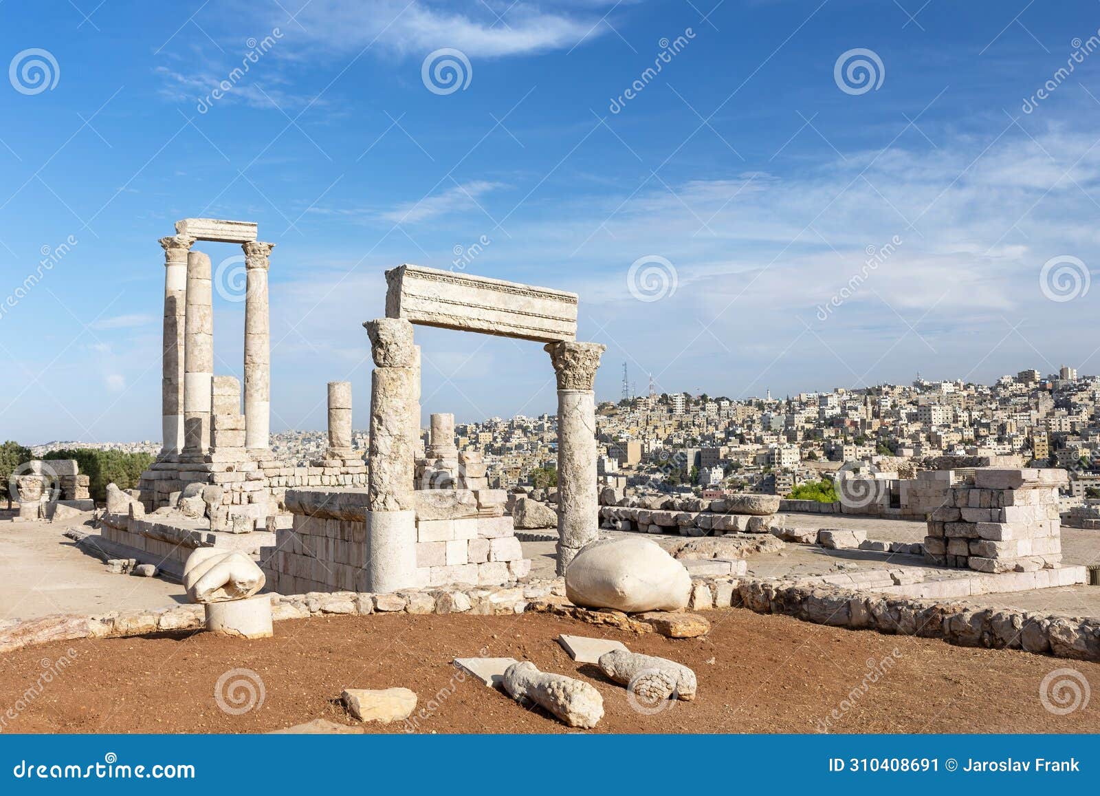 Temple of Hercules at Amman Citadel in Jordan Stock Image - Image of ...
