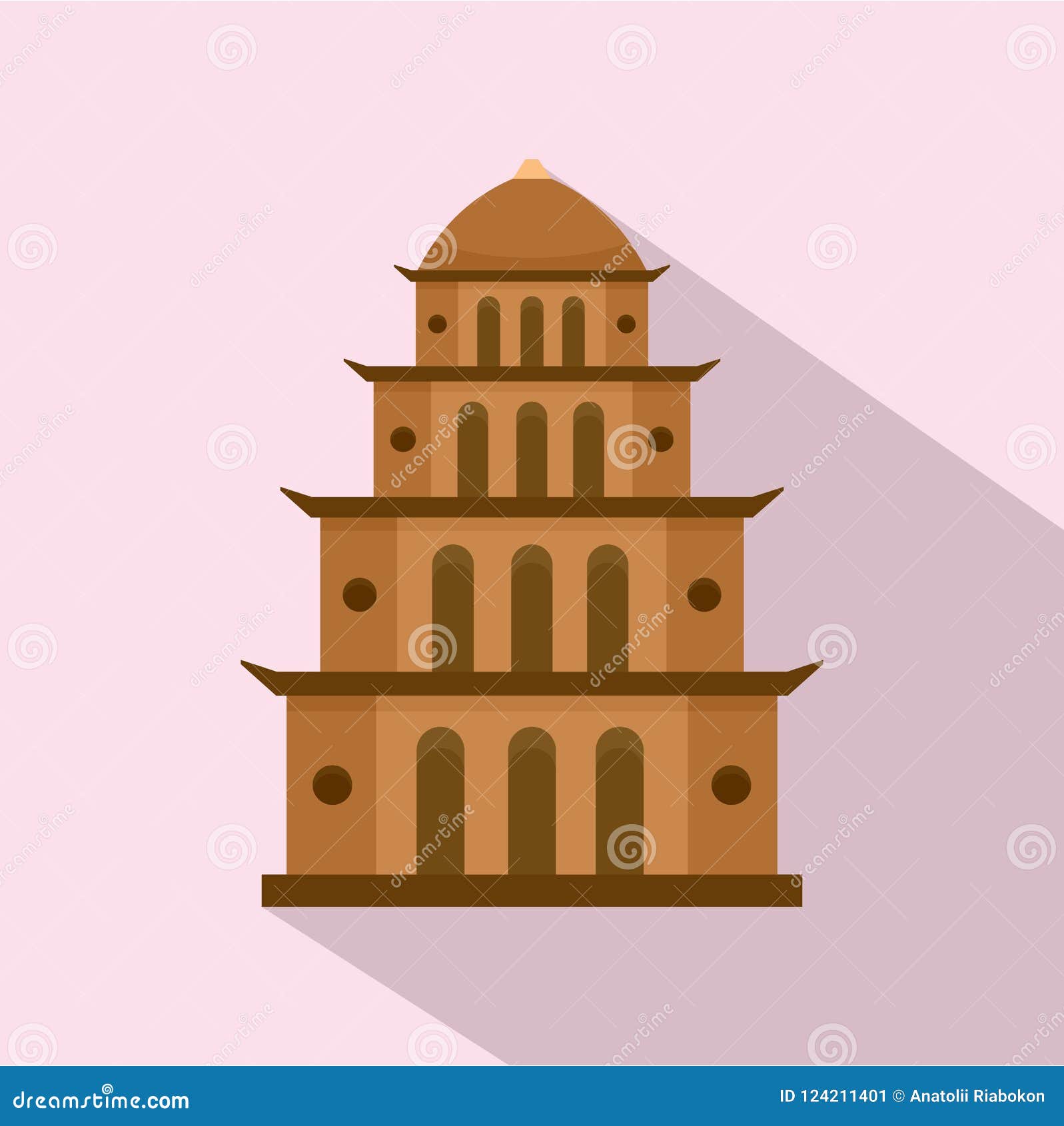 Temple icon, flat style stock illustration. Illustration of buddhism ...