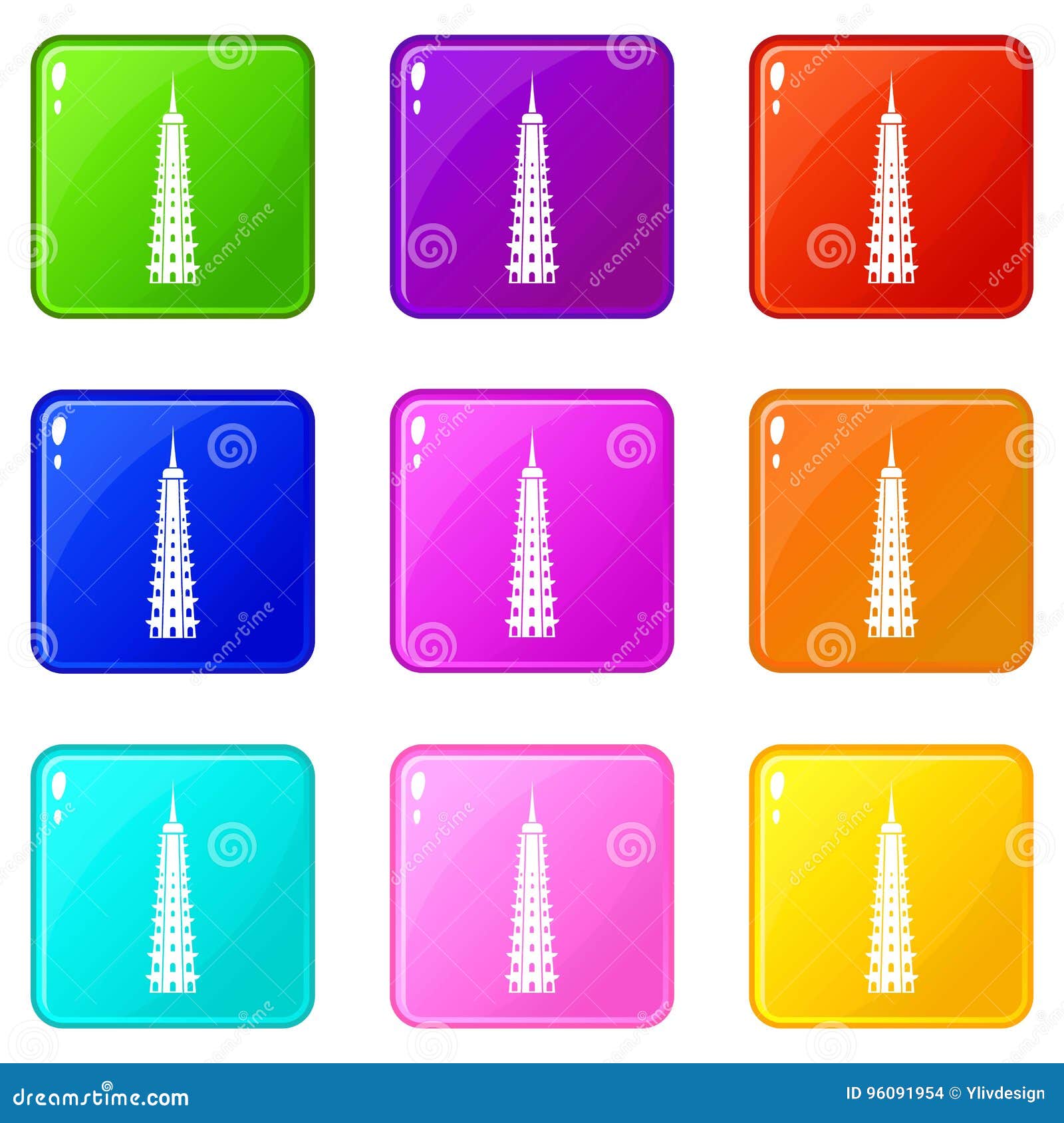 Temple icons 9 set stock vector. Illustration of color - 96091954