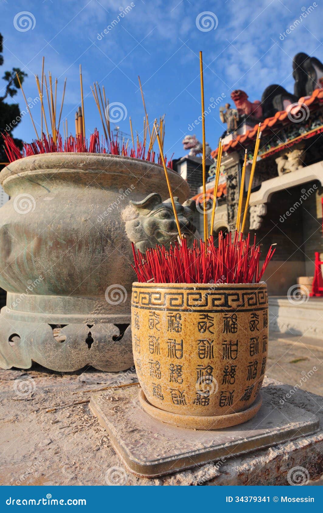 Temple and incense stock image. Image of rock, burned - 34379341