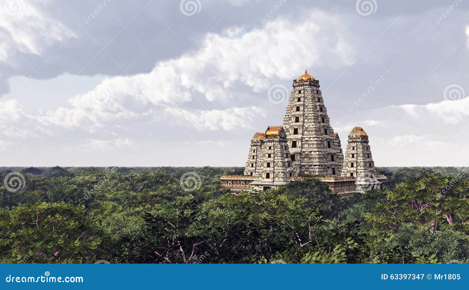 Temple indou illustration stock. Illustration du construction - 63397347