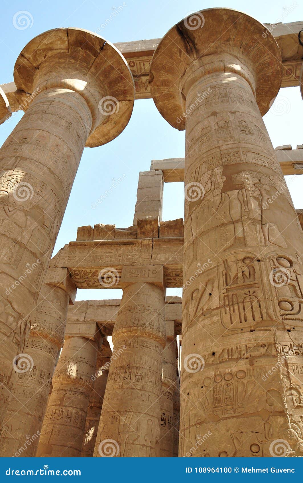 Columns In The Hypostyle Hall At The Temple Of Karnak (Luxor, Egypt ...