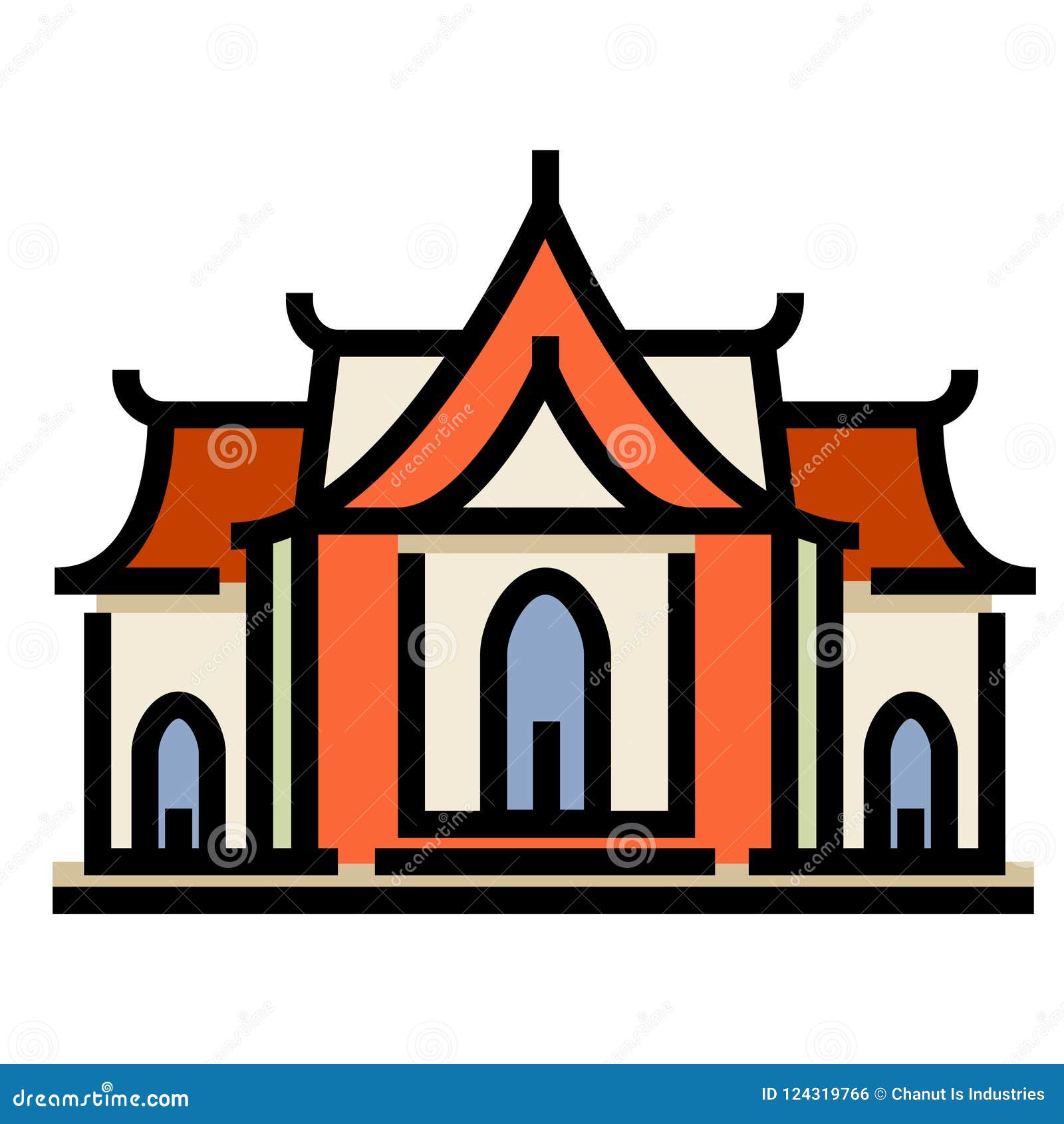 Temple LineColor Illustration Stock Vector - Illustration of landmark ...