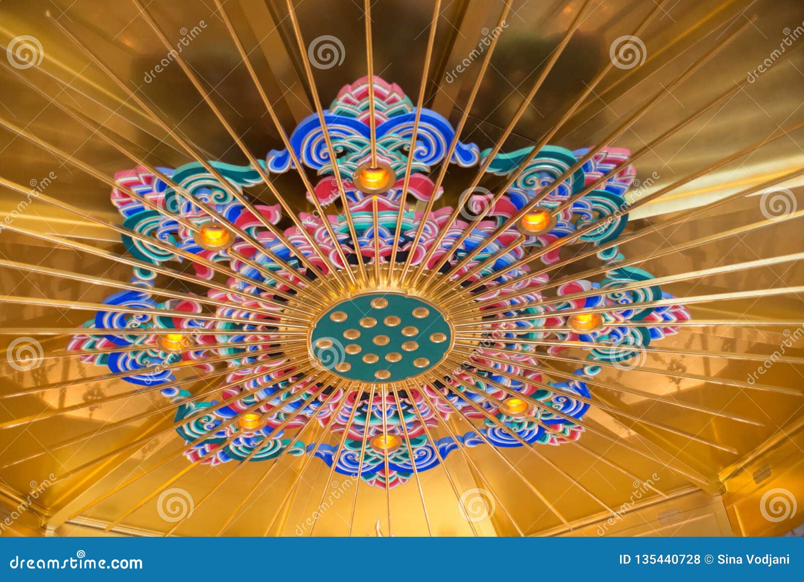 Temple Colourful Mandala Ceiling Decoration Stock Photo - Image of ...