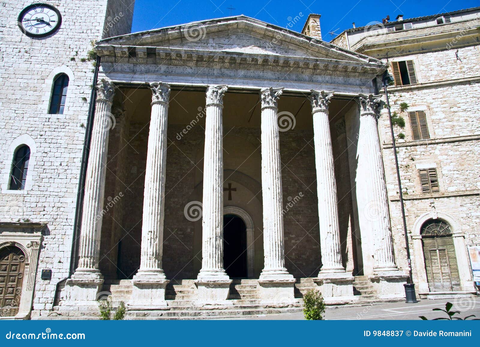 Temple of Minerva in Assisi Stock Image - Image of european, column ...