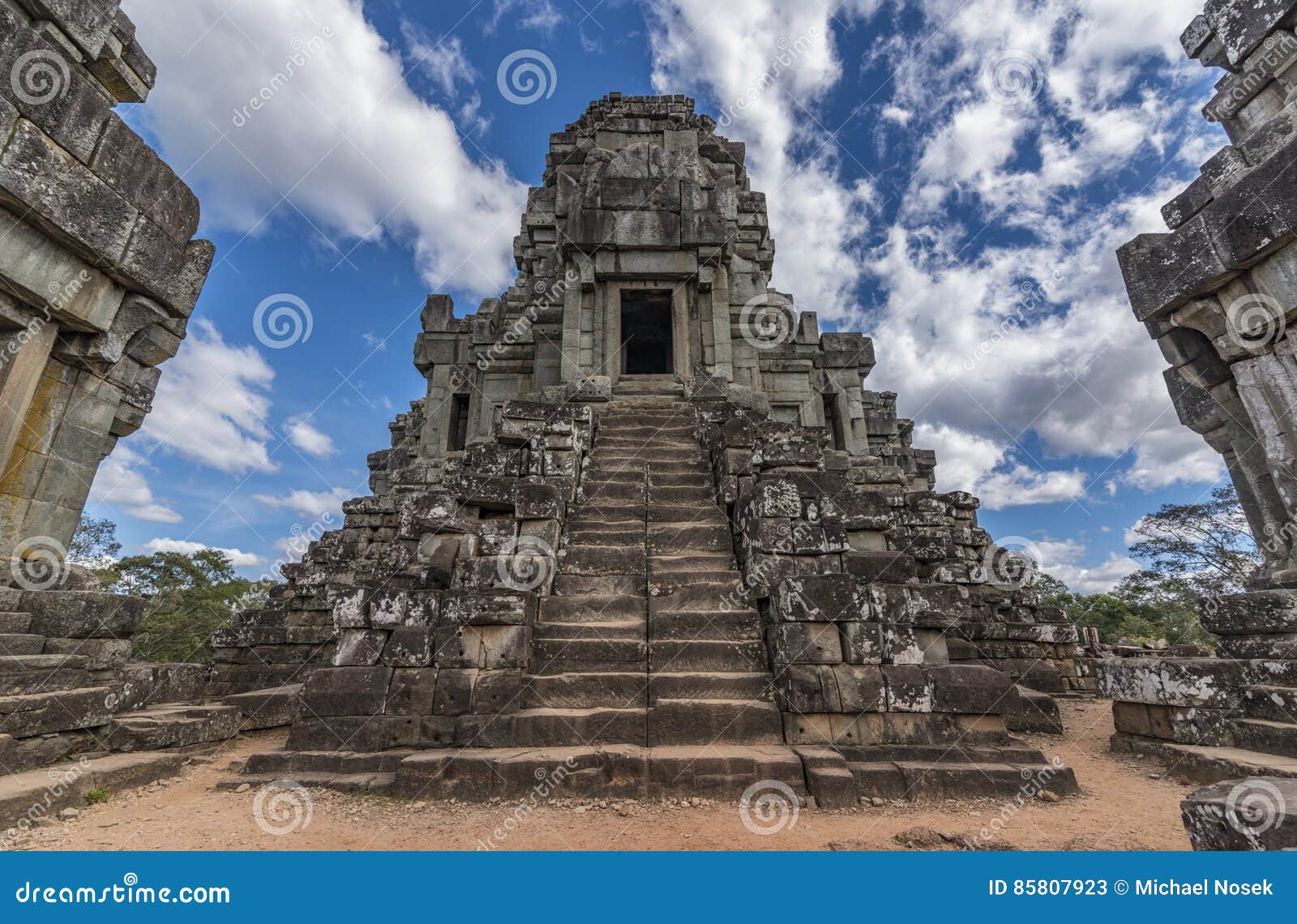 Temple Near Angkor Wat with Nice Blue Sky Stock Image - Image of ...