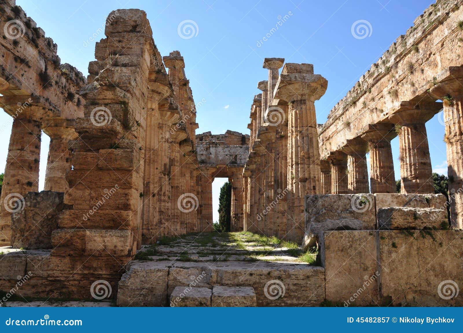 Temple of Neptune at Paestum, Italy. Stock Image - Image of paestum ...