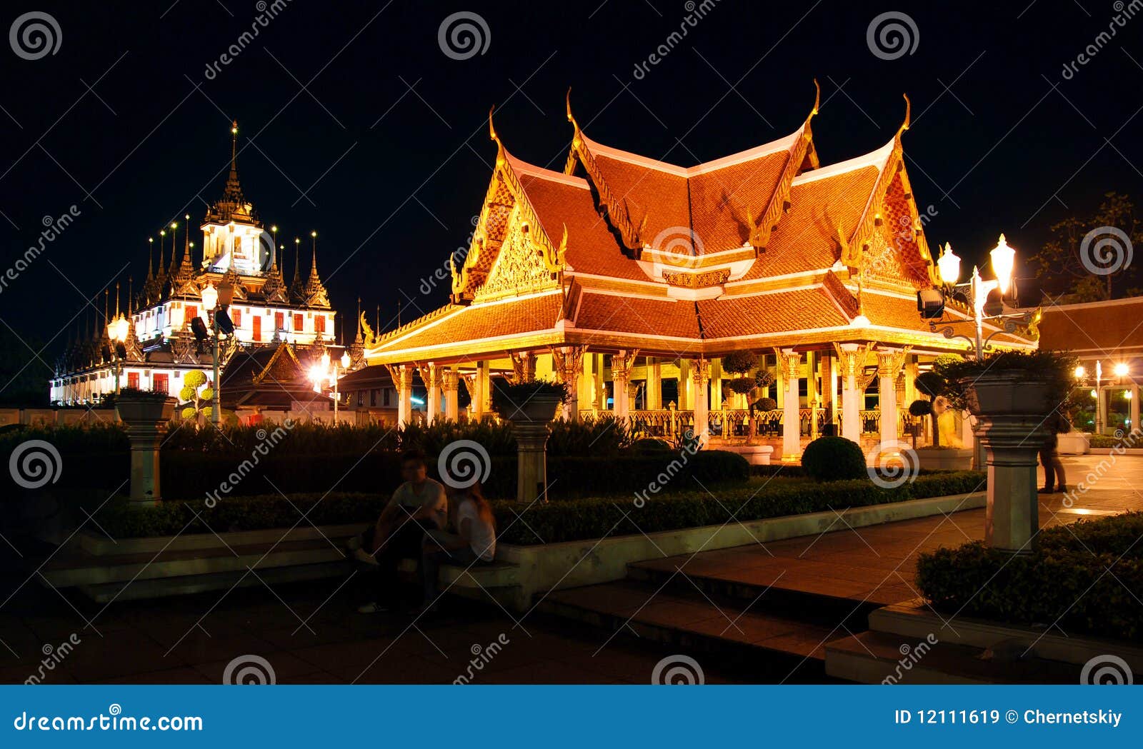 Temple at night stock image. Image of park, buddhism - 12111619