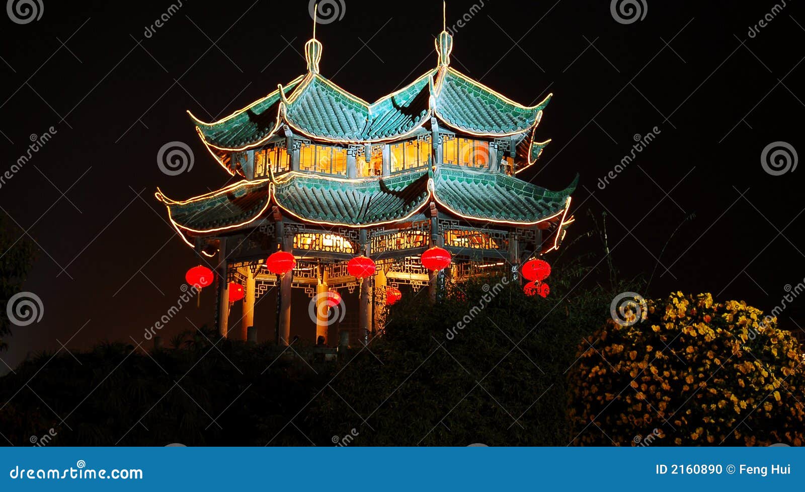 Temple at night stock photo. Image of lantern, rive, china - 2160890