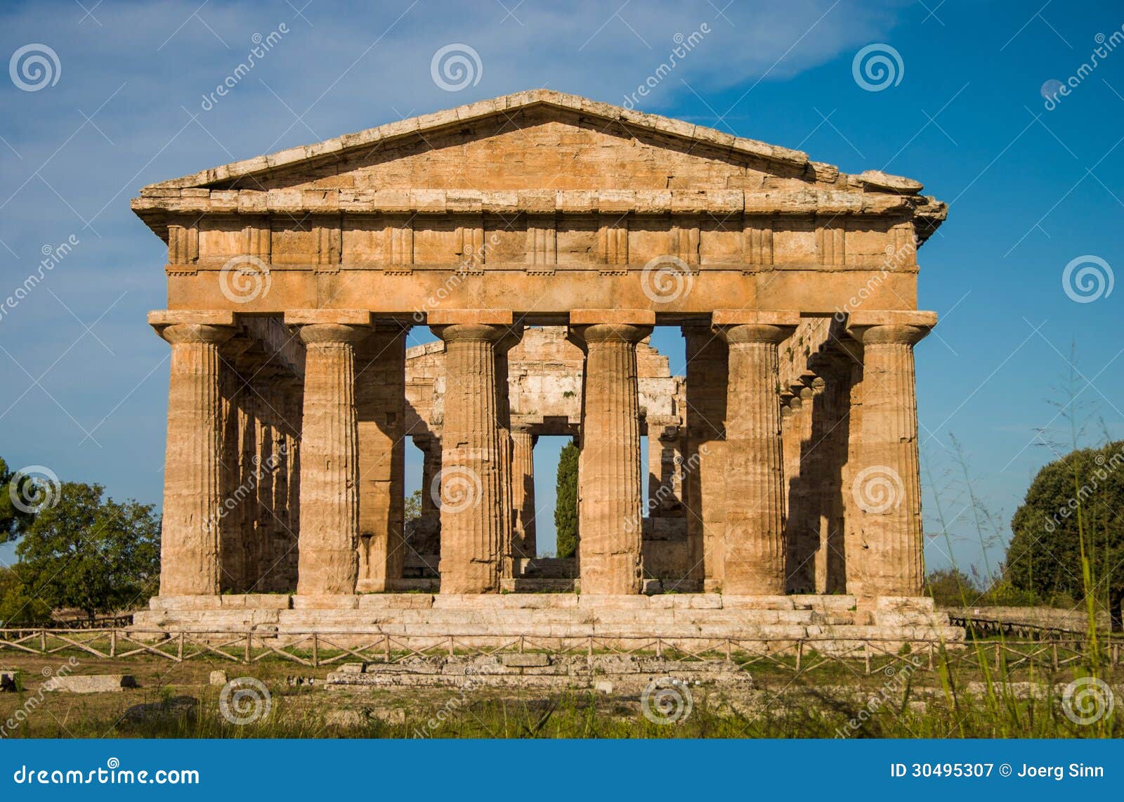 Temple at Paestum Italy Frontal Stock Image - Image of greece, roman ...