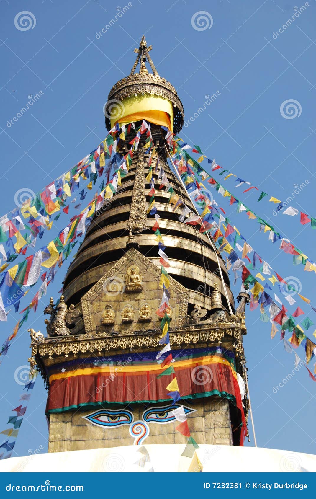 Temple & Prayer Flags stock image. Image of gold, building - 7232381