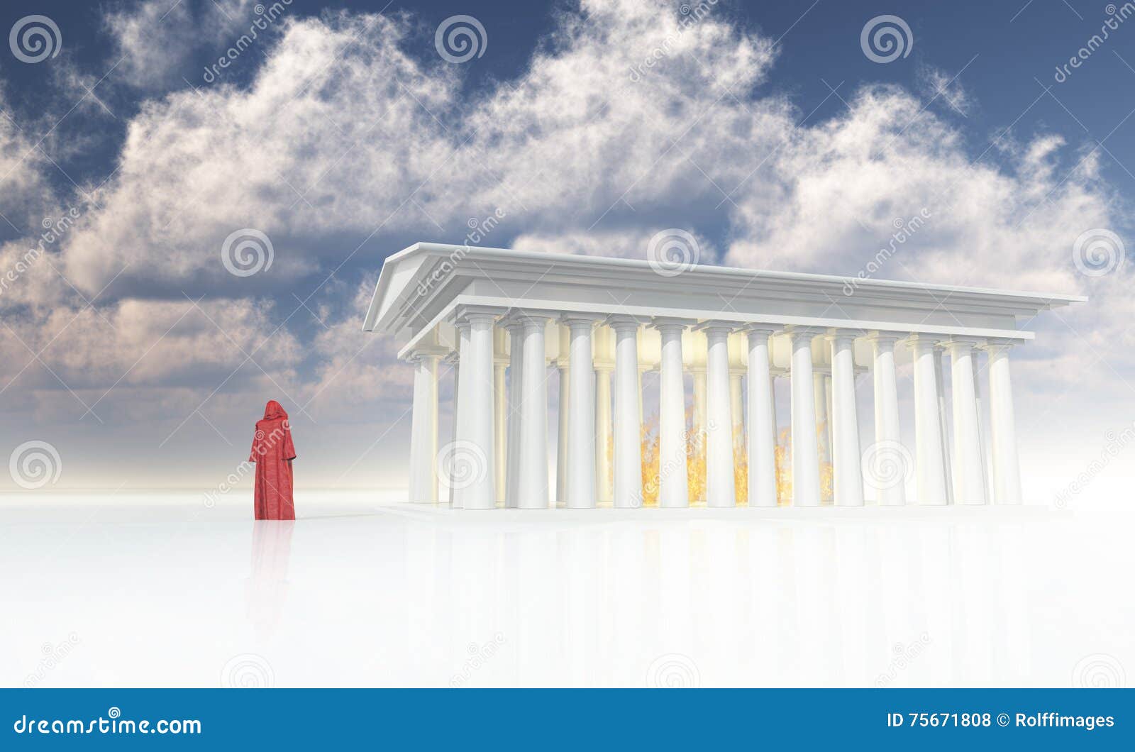 Roman Priests Performing Solemn Ceremony In Majestic Temple Interior ...