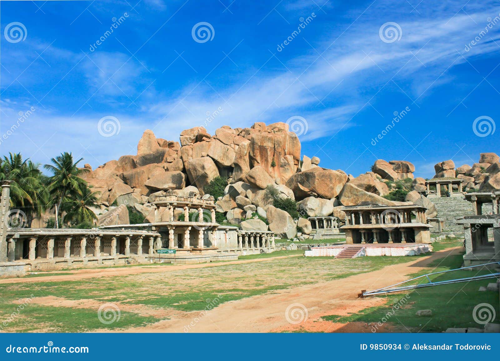 Temple Rock in Main Bazaar in Hampi, India Stock Photo - Image of ...