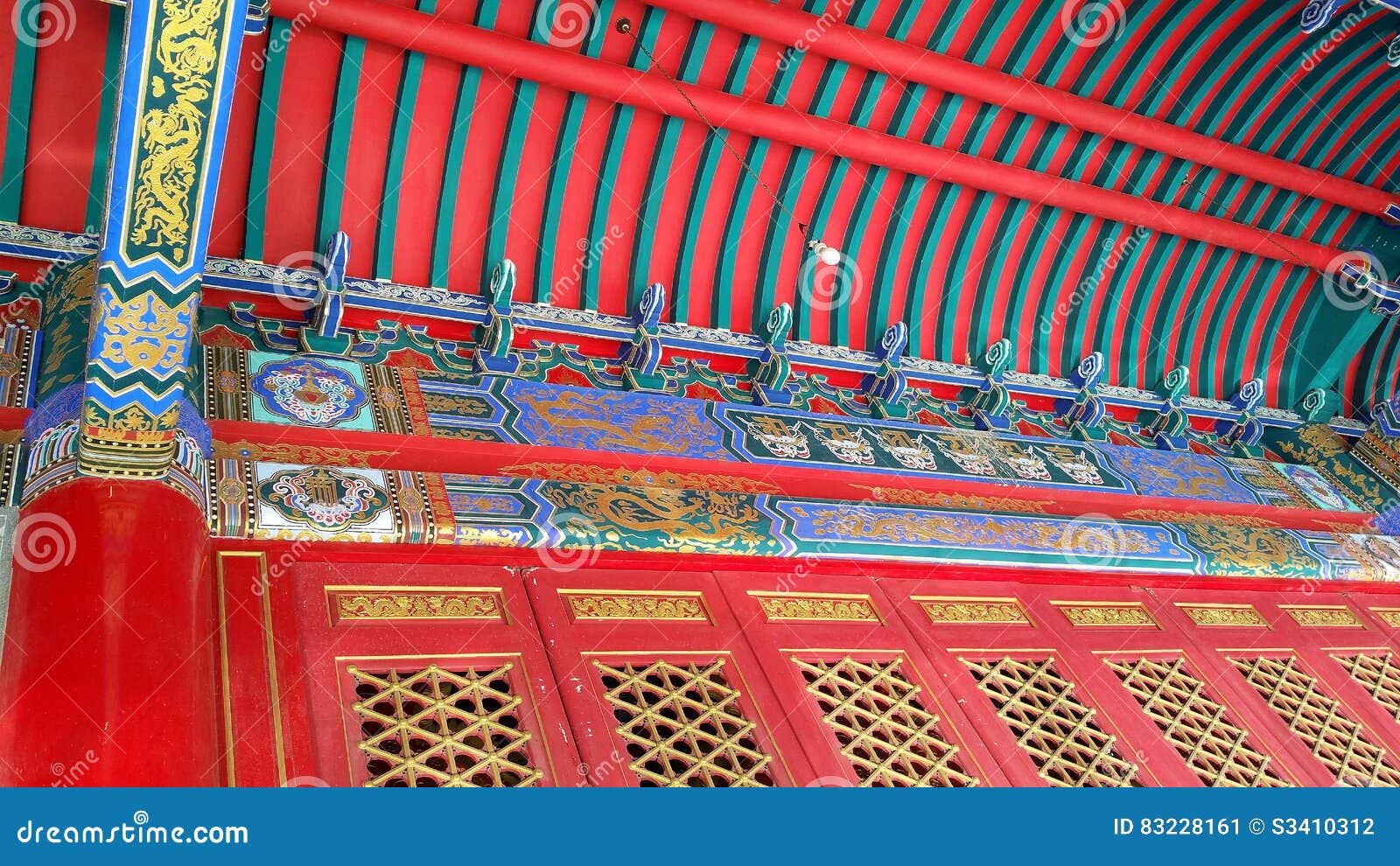 The Temple`s Beautiful Red Ceiling. Stock Image - Image of ceiling ...