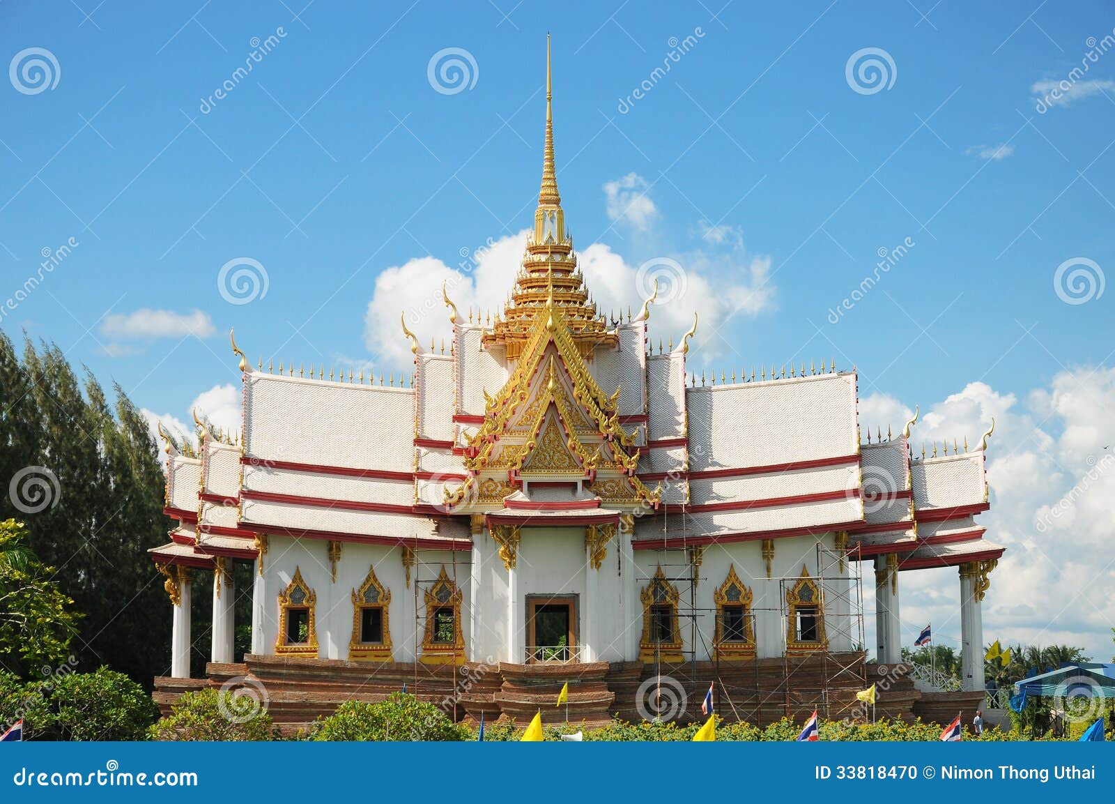 Temple with sky and clouds stock photo. Image of bangkok - 33818470