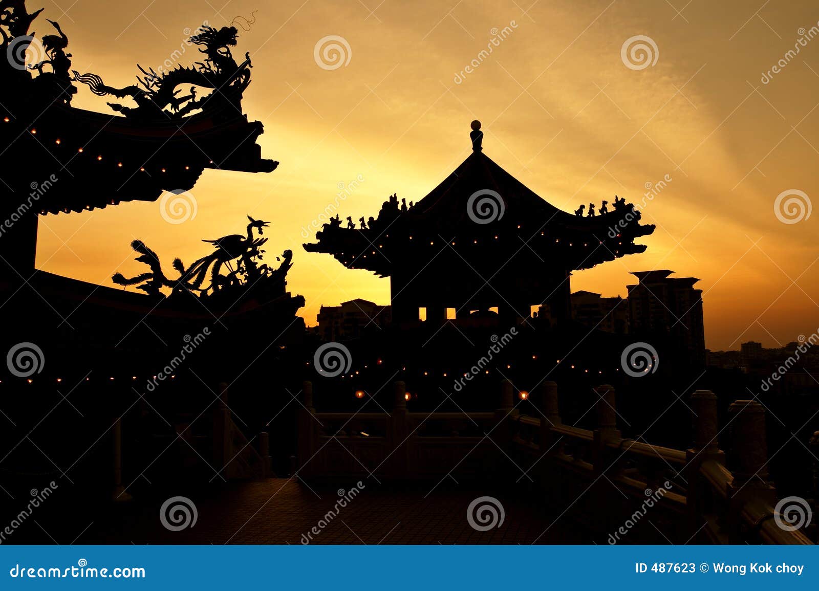Temple sunset stock image. Image of building, lighting - 487623