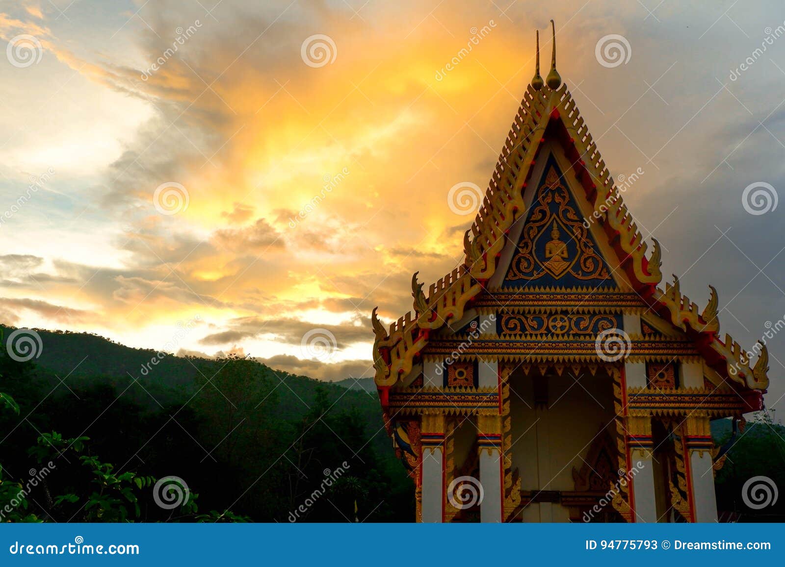 Temple with sunset stock image. Image of background, asian - 94775793