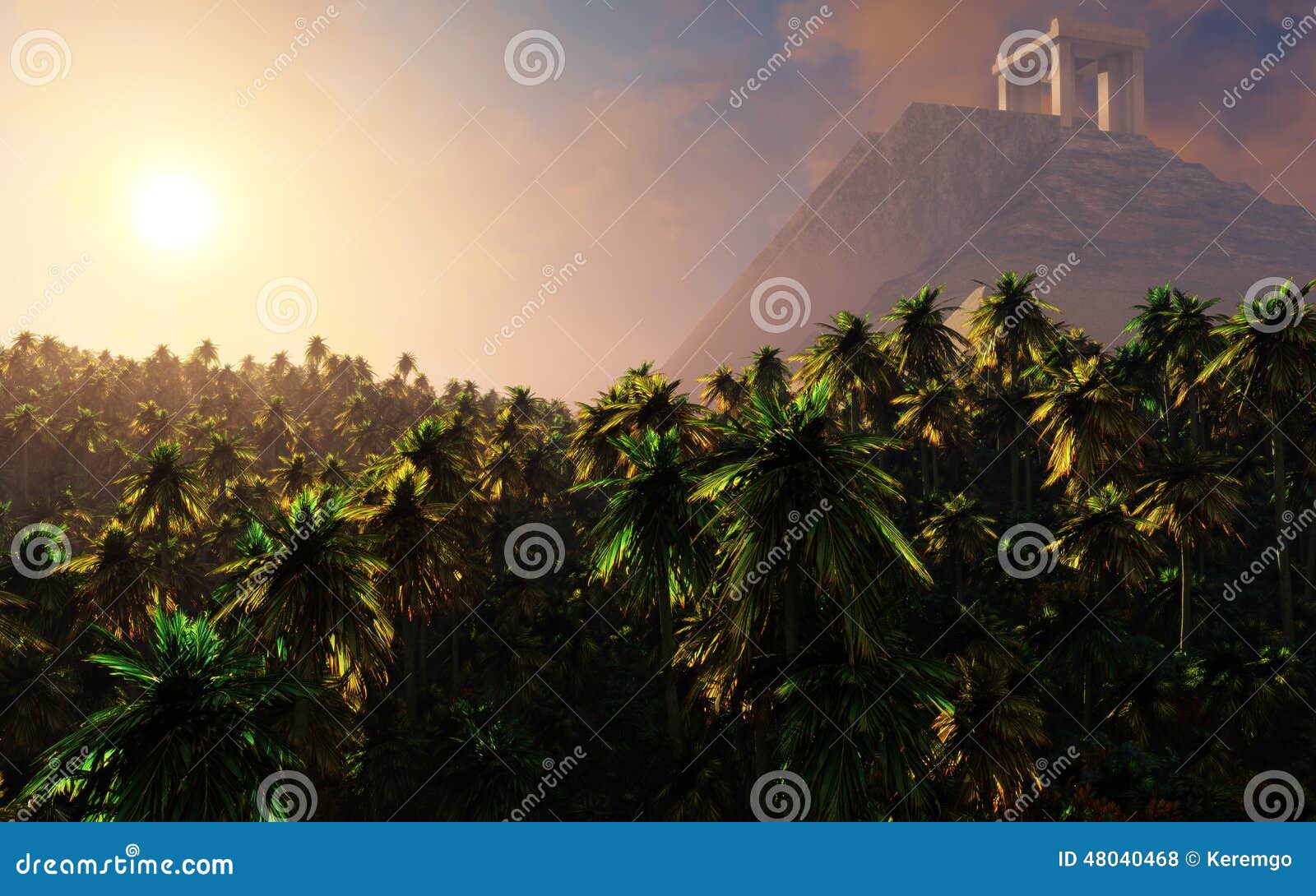 Temple Sunset stock illustration. Illustration of designed - 48040468