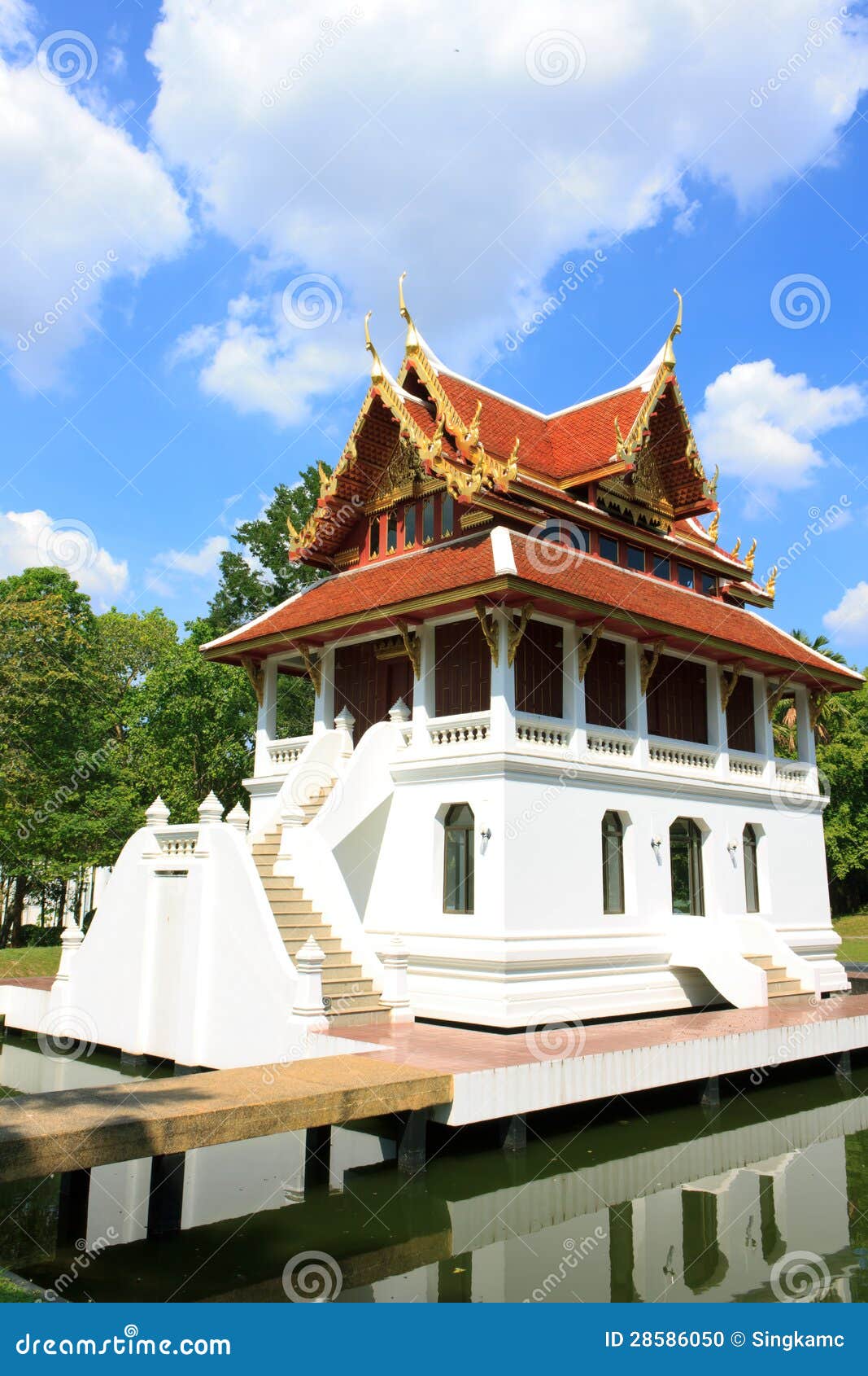 Temple in Thailand on the Blue Sky Texture Background. Stock Photo ...
